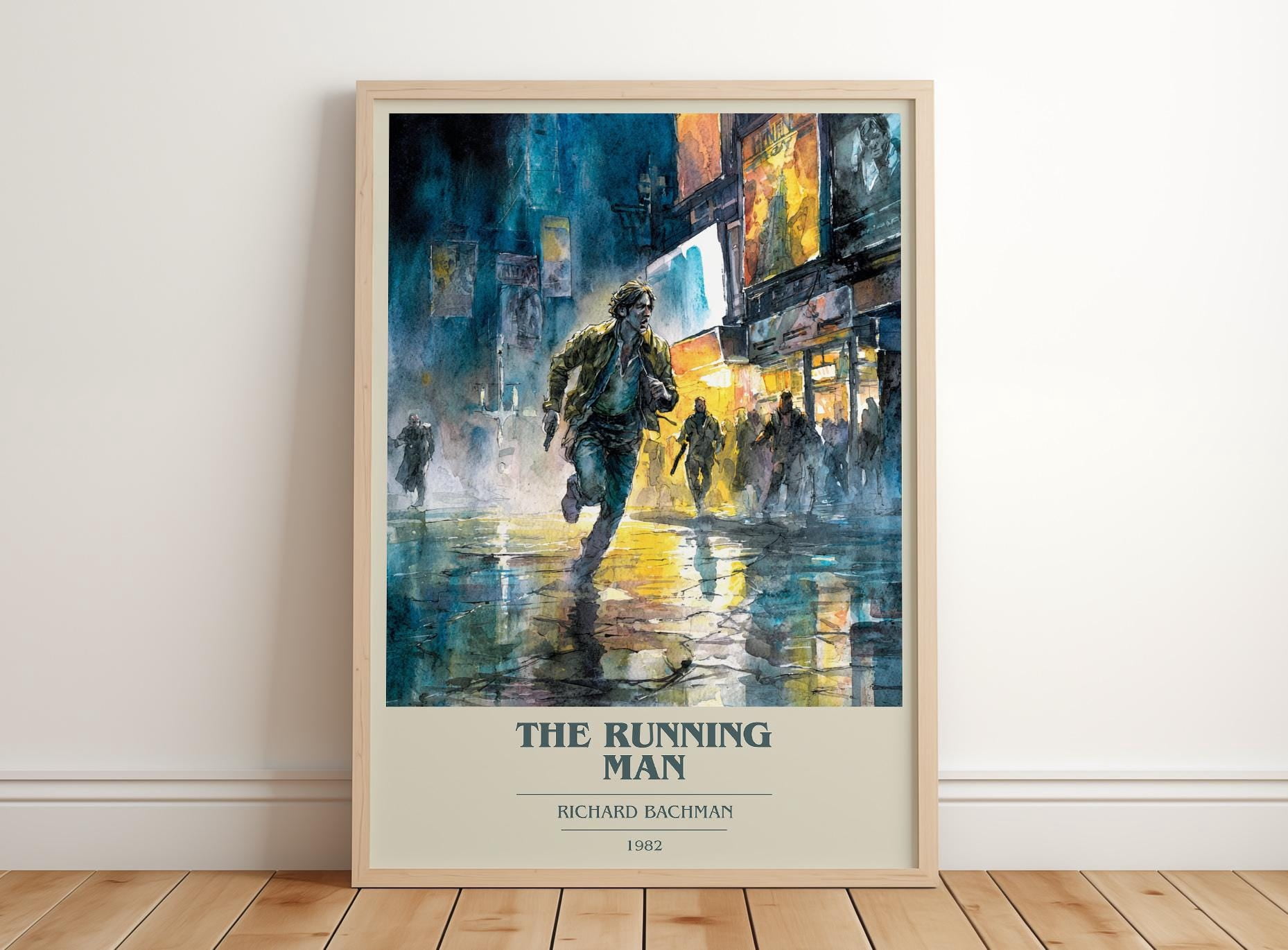 The Running Man By Richard Bachman Dystopian Literary Art Poster ...