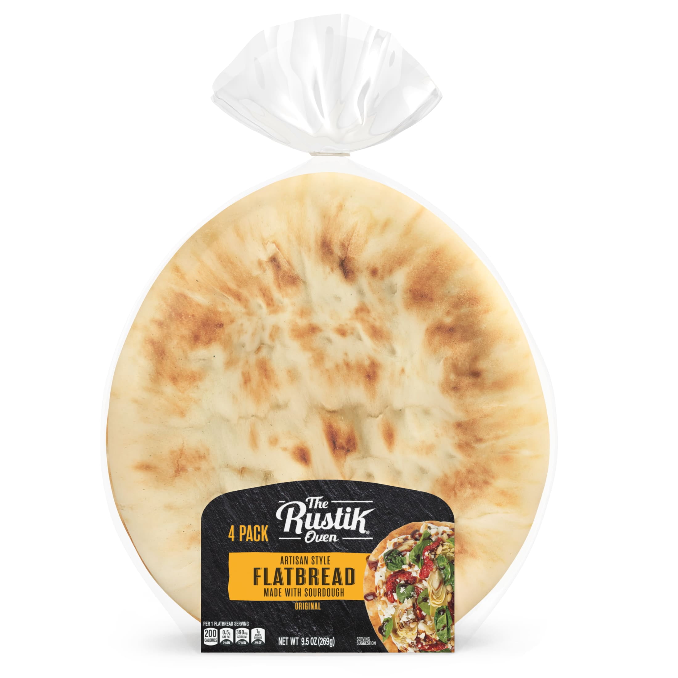 The Rustik Oven Artisan Style Original Flatbread, 4 count, Plain Flatbread, 9.5 oz Bag - Walmart.com