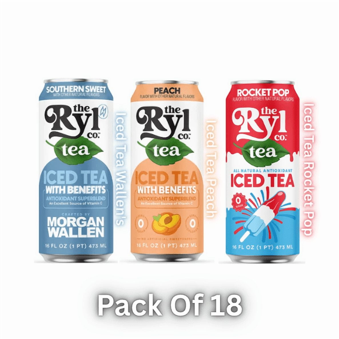 The Ryl Co. Iced Tea Ultimate Variety Pack - Peach, Rocket Pop & Wallen ...