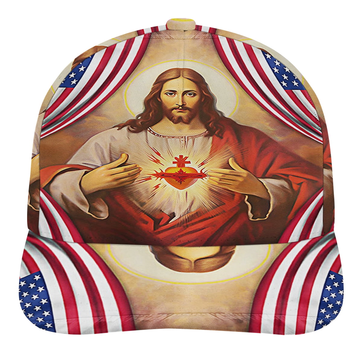 The Sacred Heart Of Jesus American flag baseball cap hat - Walmart.com