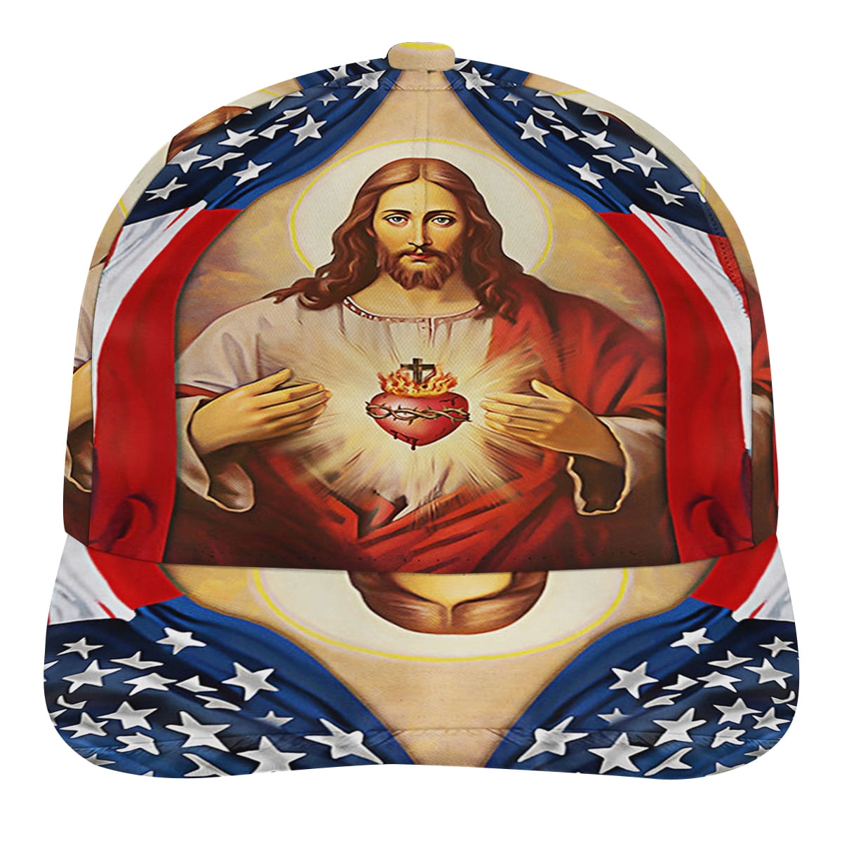 The Sacred Heart Of Jesus American flag baseball cap hat - Walmart.com