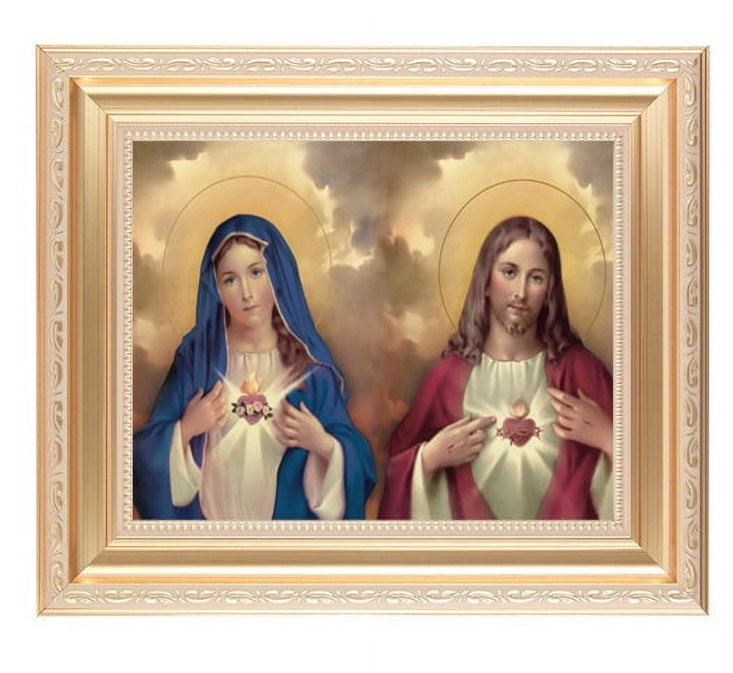 The Sacred Hearts Picture Framed Wall Art Decor Large, Satin Gold ...