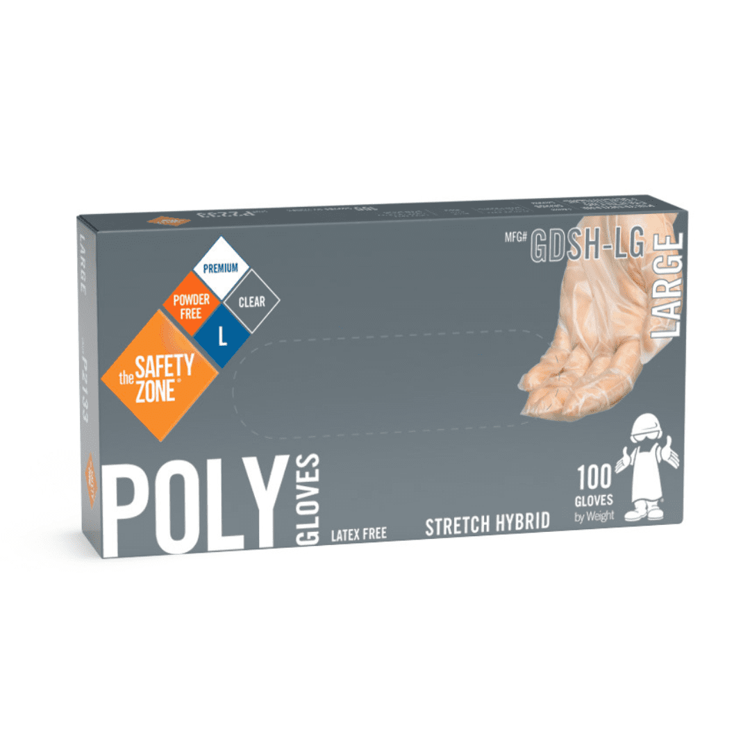 The Safety Zone Large Powder Free TPE Stretch Polymer Gloves, GDSH-LG ...