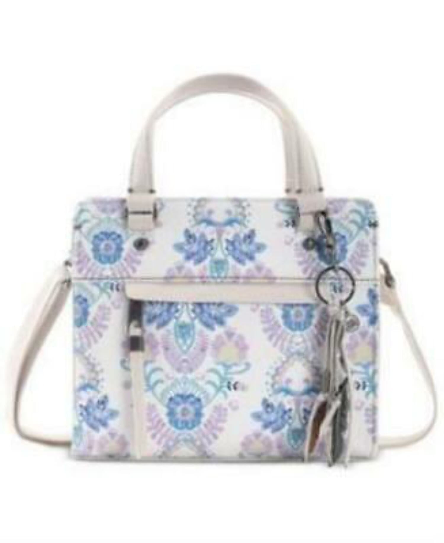 The Sak Alameda Satchel Crossbody Bag Stone Flowing Floral Leather Top ...