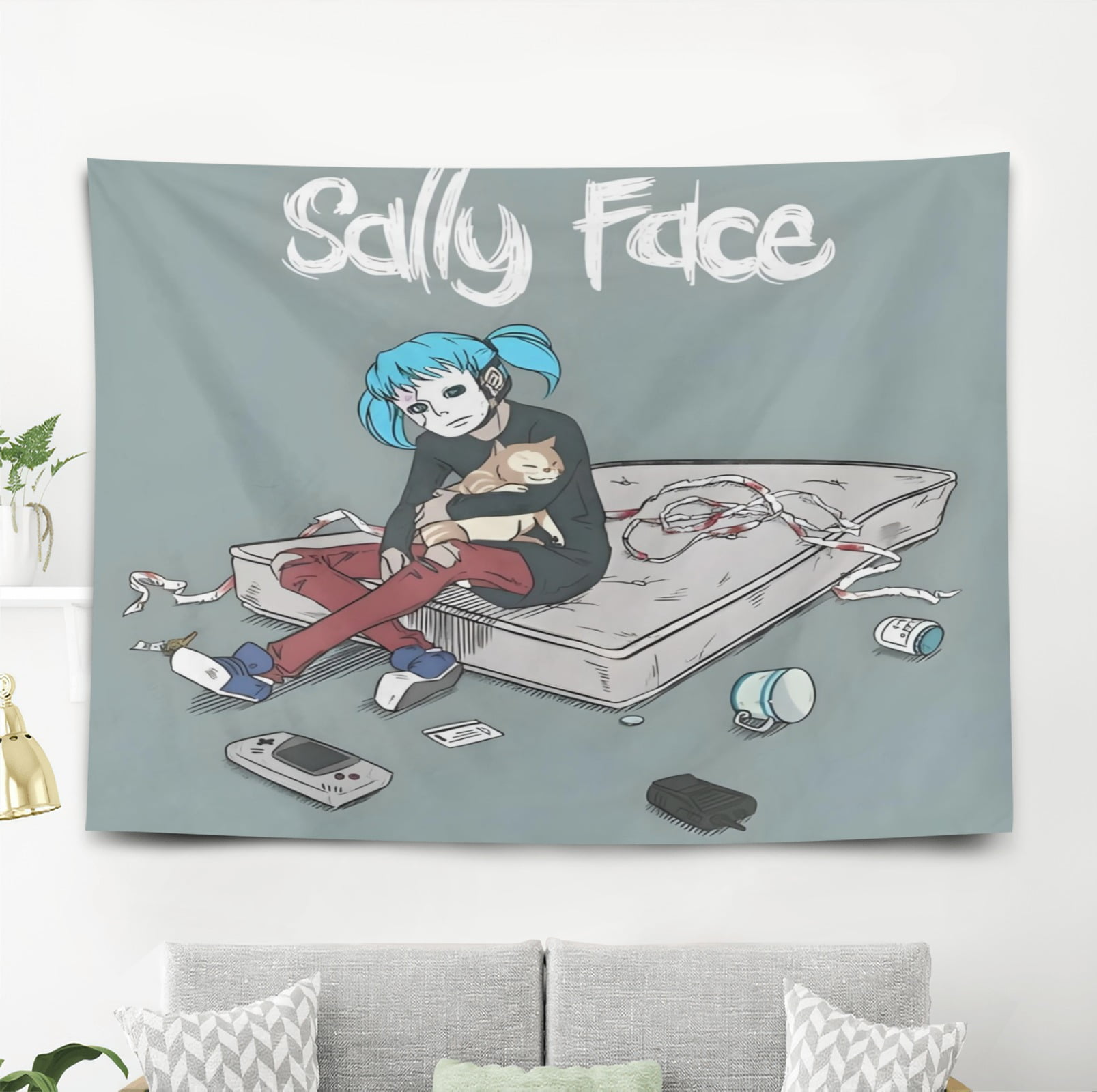 The Sally Face Pattern Wall Hanging 50*60 Inches High-Quality Peach ...