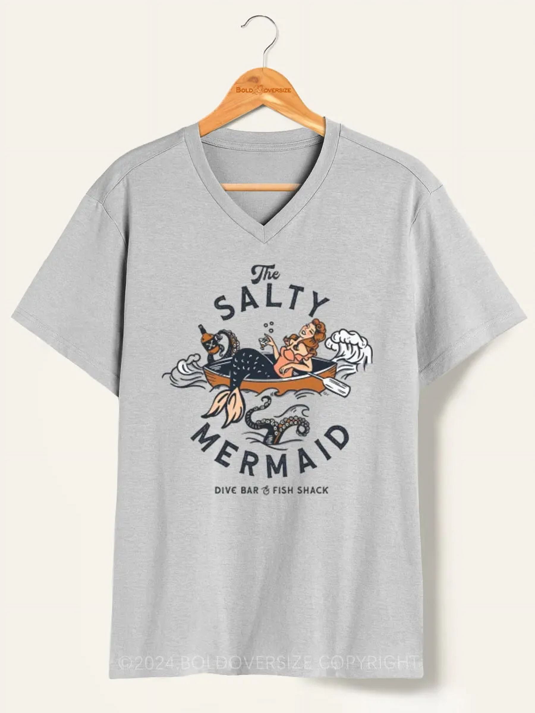The Salty Mermaid Dive Bar V-Neck Tee - Walmart.com