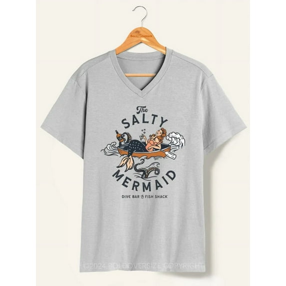 The Salty Mermaid Dive Bar V-Neck Tee - Walmart.com