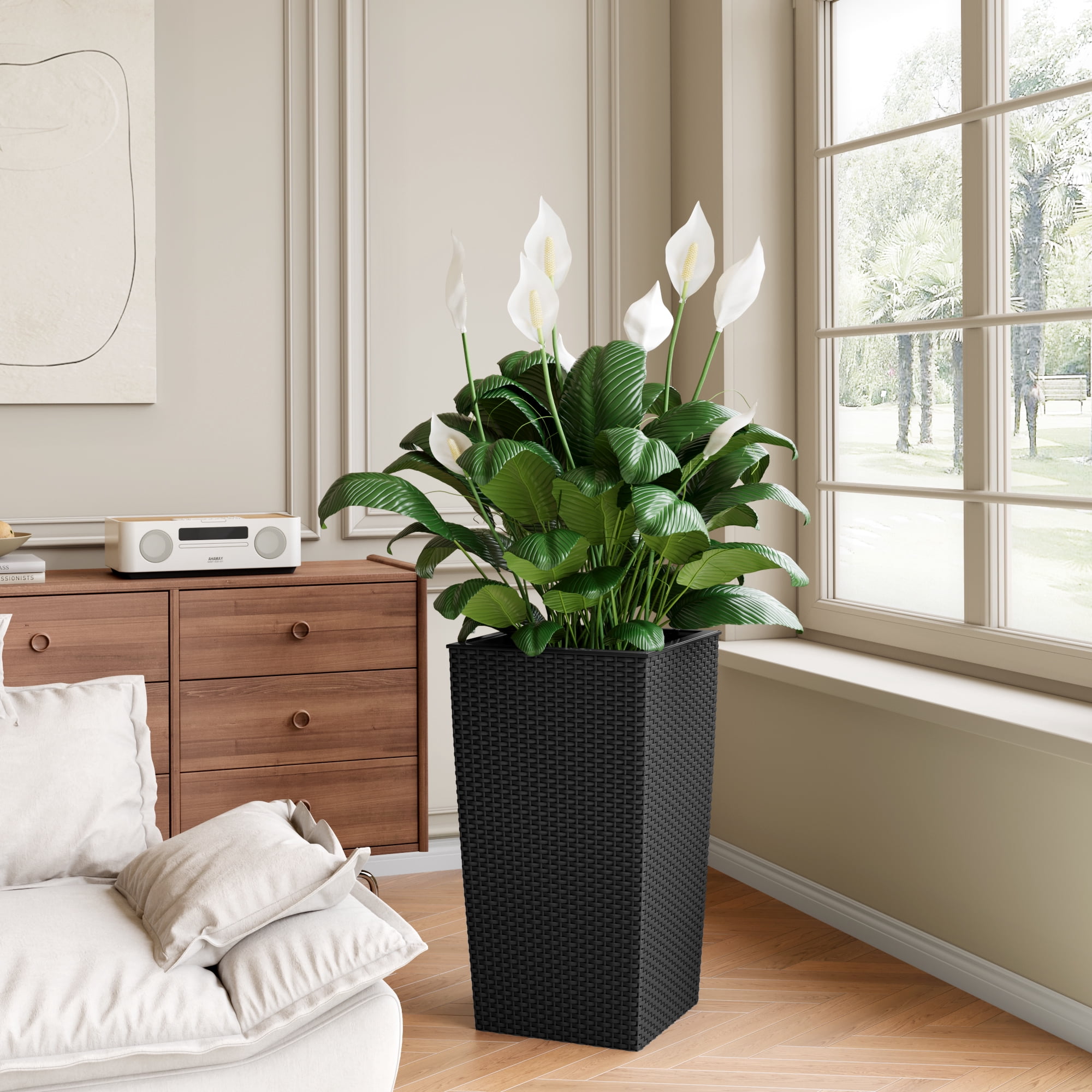 The Sanctuary 30 in Tall Large Flower Pots Planter with Self-Watering ...