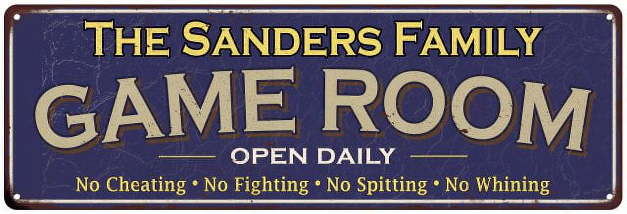 The Sanders Family Blue Game Room Metal 6x18 Sign 106180037636 ...