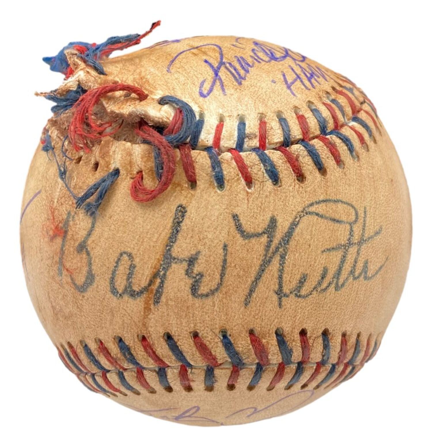 The Sandlot Cast (8) Signed Baseball w/ Facsimile Babe Ruth Autograph ...