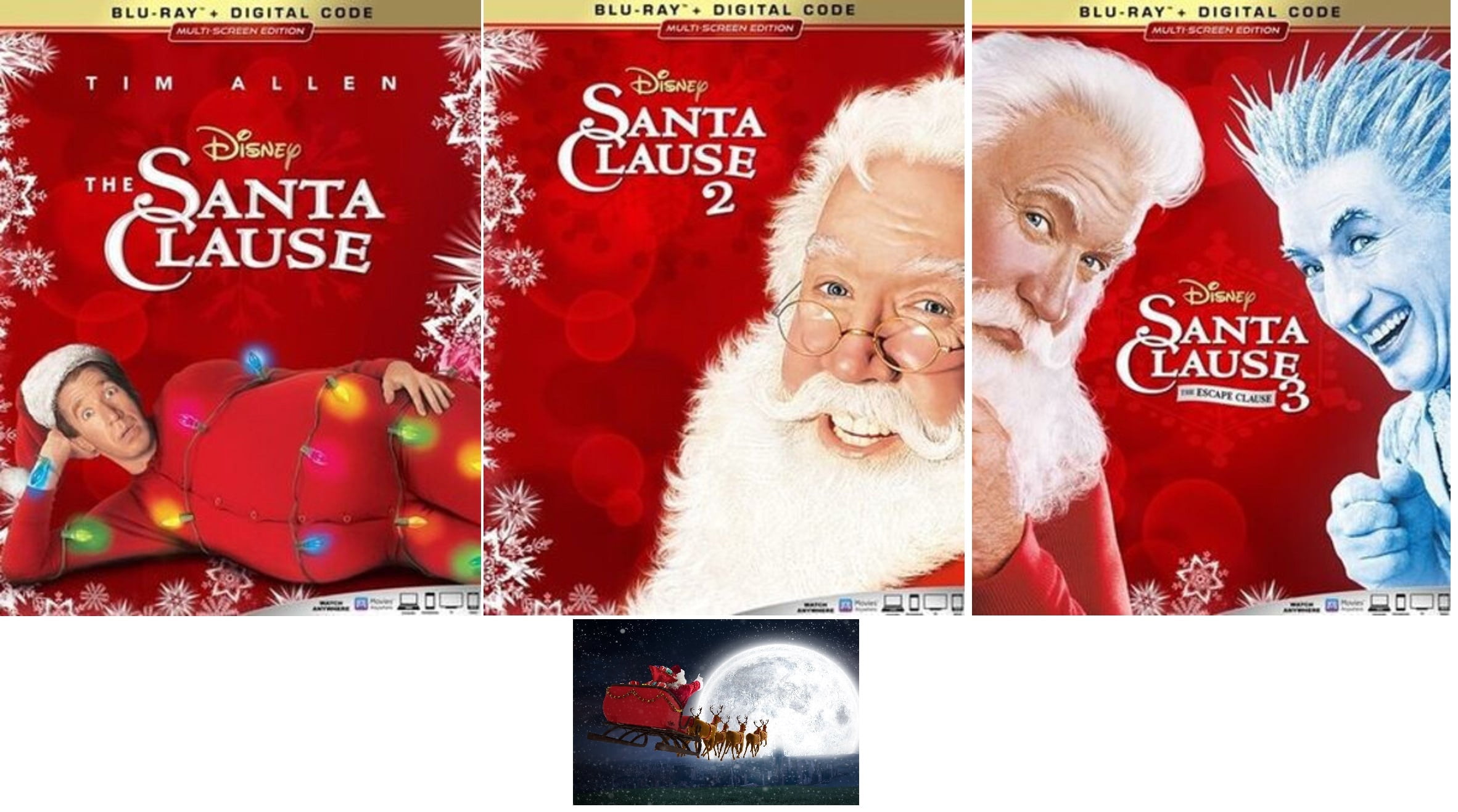 The Santa Clause Trilogy 1 2 3 One Two Three Tim Allen Disney 3 Blu Ray ...
