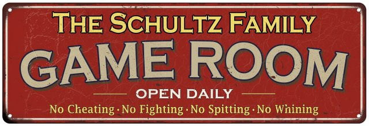 The Schultz Family Red Game Room Metal 6x18 Sign 106180038673 - Walmart.com