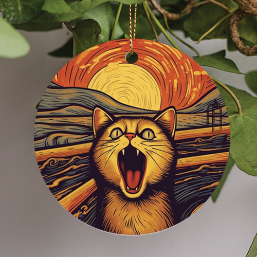 The Scream Cat, Edvard Munch Inspired, Tabby Cat Portrait, Christmas ...