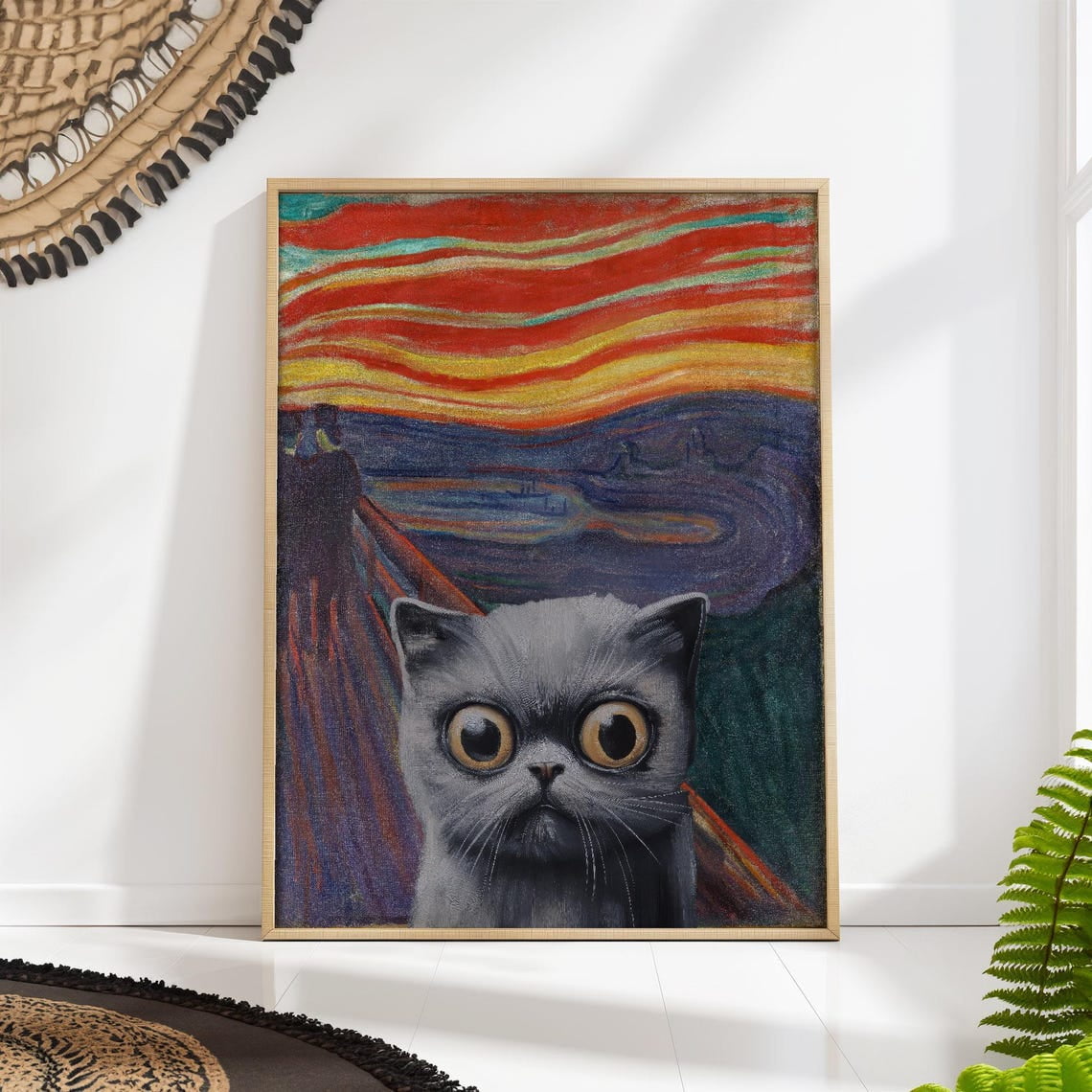 The Scream Cat Munch Art Print, Quirky Funny Animal Poster Wall Art ...