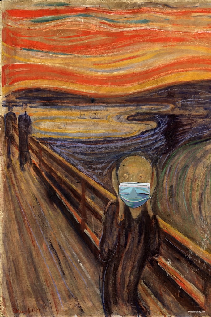 The Scream Munch Funny Mask Poster Masked Edvard Munch Pandemic Meme ...