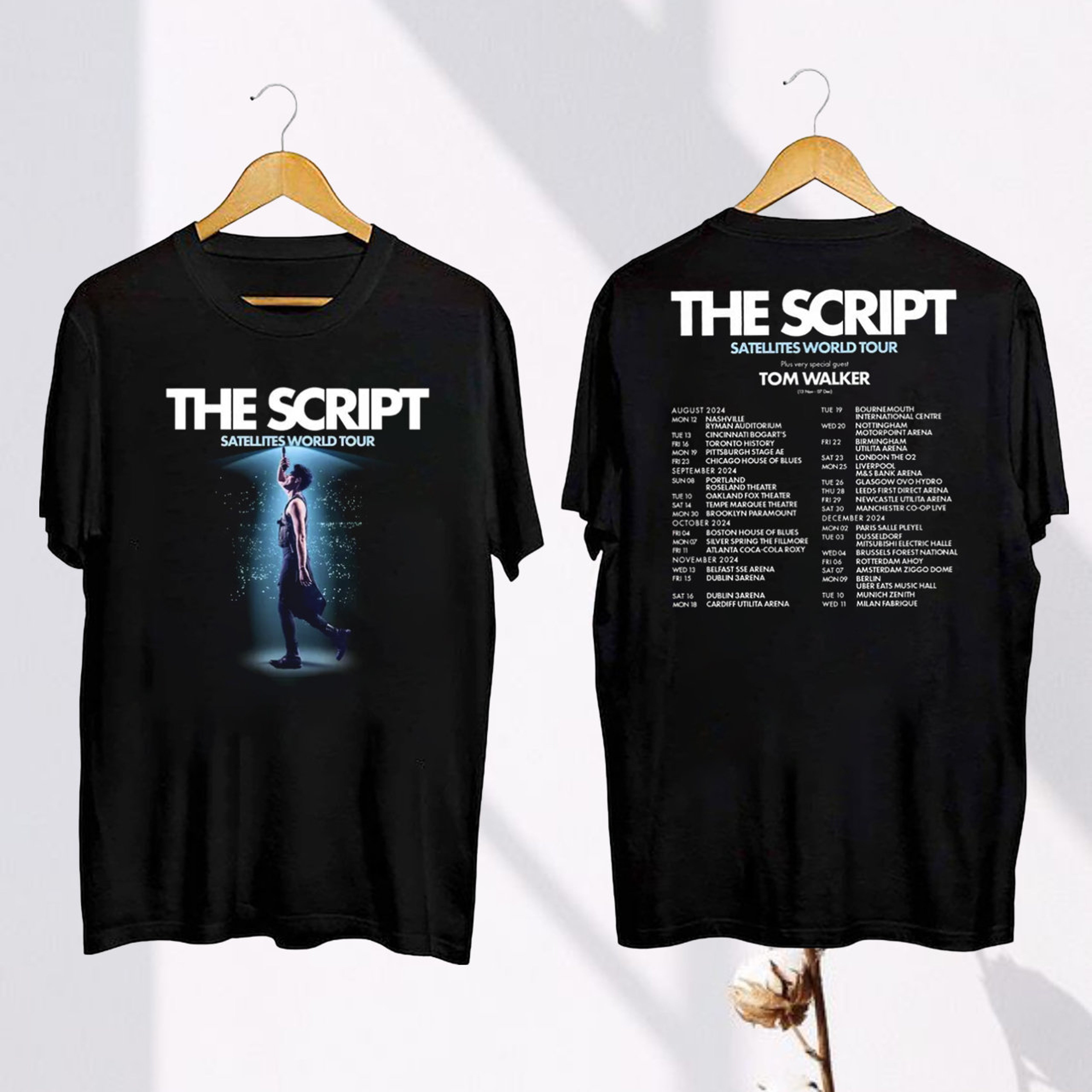 The Script Satellites World Tour 2024 T-Shirt, The Script Band Fan ...