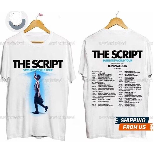 The Script Satellites World Tour 2024 Tshirts, The Script Band Unisex ...