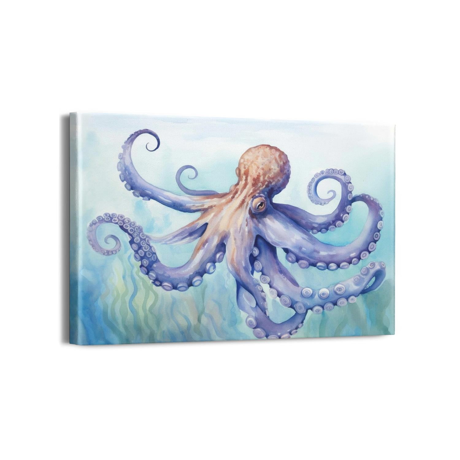 The Sea Amphibians Octopus Under The Sea Canvas Wall Decor Ocean Wall ...