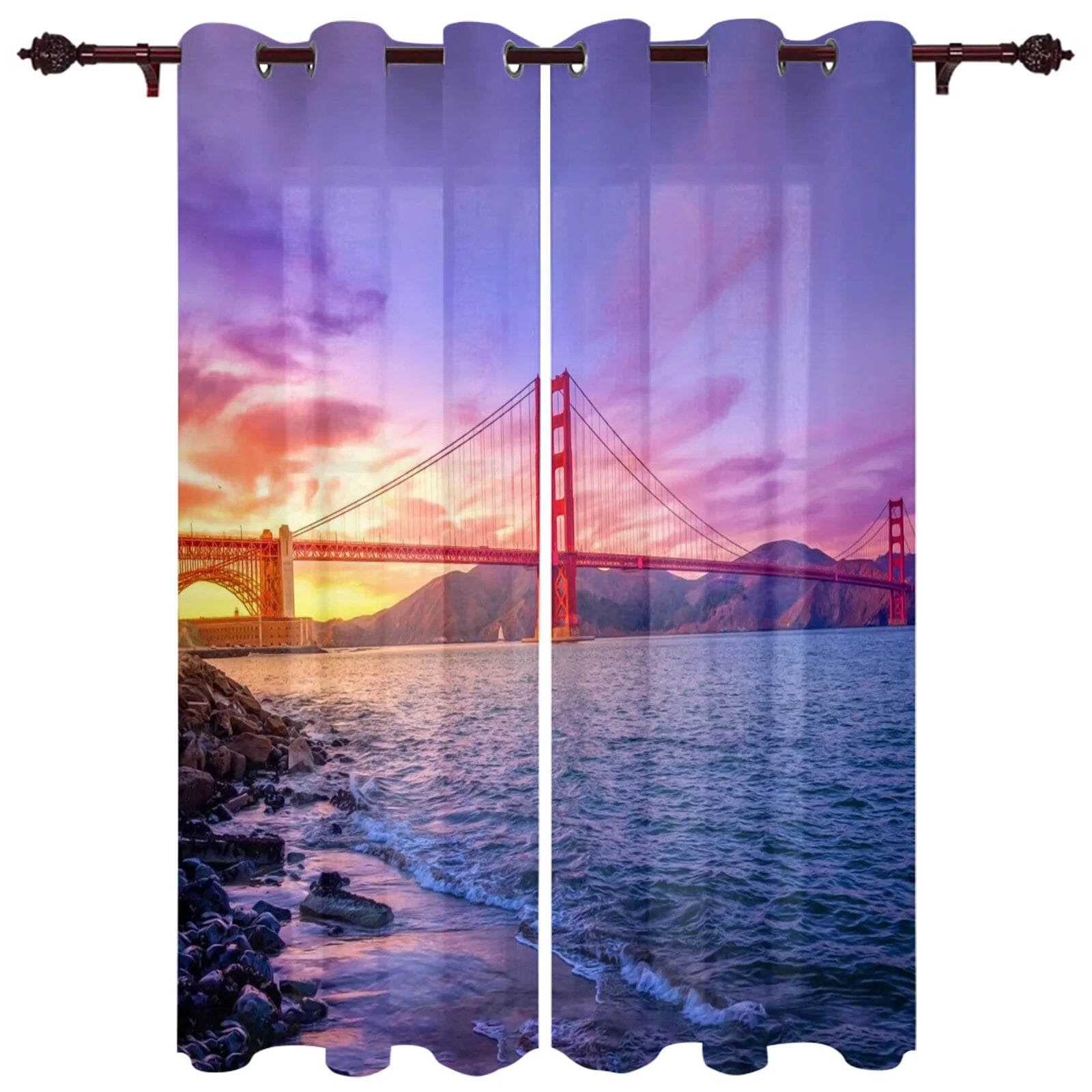 The Sea Golden Gate Bridge Kitchen Curtain Kids Bedroom Living Room ...