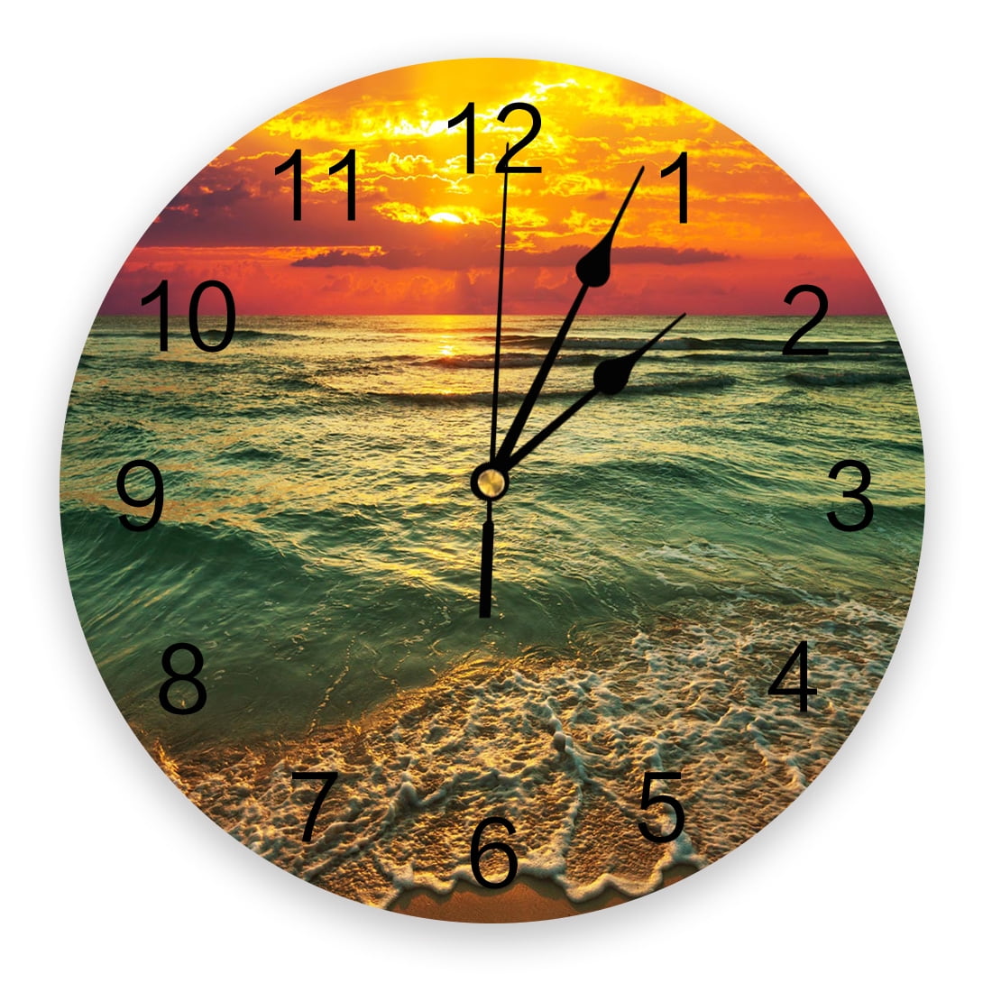 The Sea Sunset Beach Wall Clock Home Decor Bedroom Silent Clock Digital ...