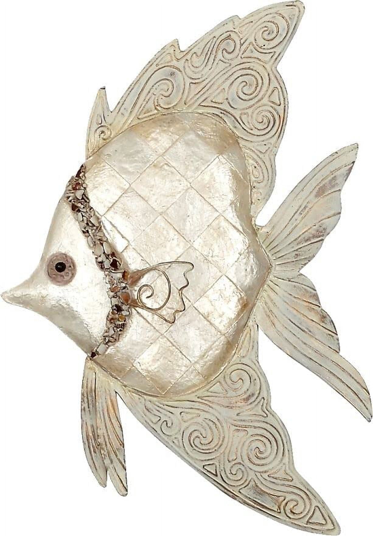 The Seashell Company Capiz Ivory Fish Wall Decor 8x12, Beach Coastal ...
