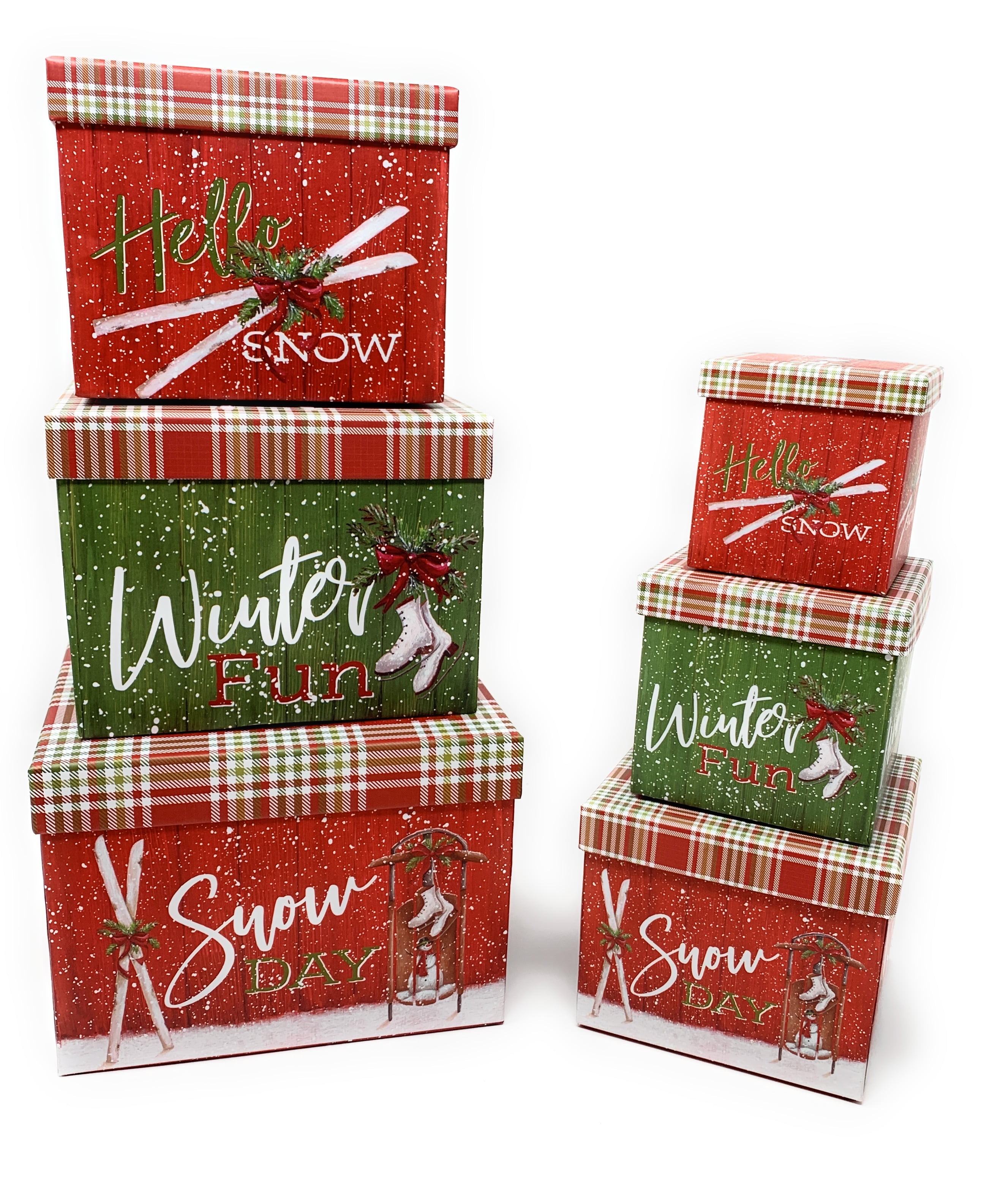 Seasonal Shop Set of 6 Deluxe Christmas Gift Boxes, Assorted Sizes, For ...