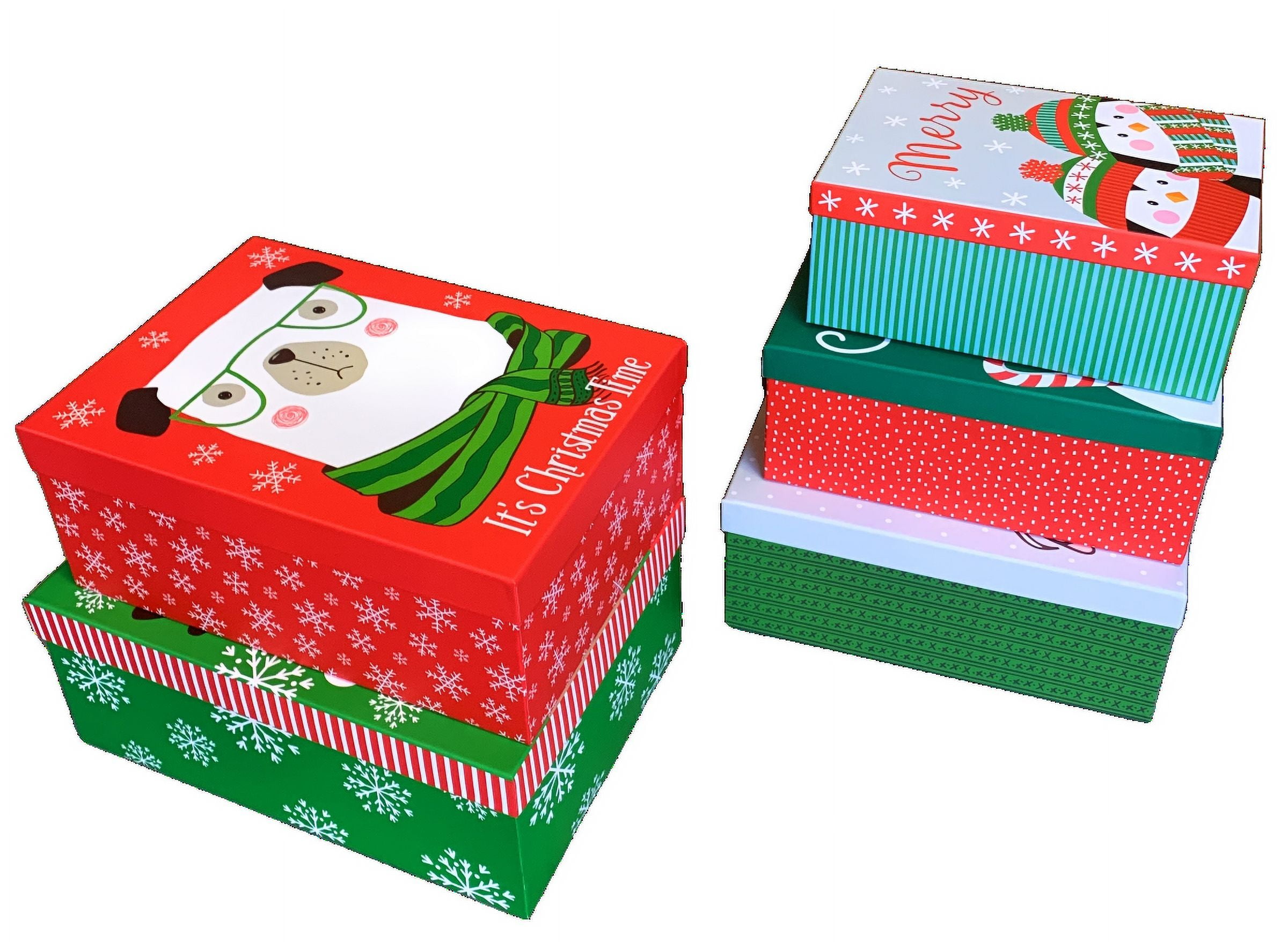The Seasonal Shop Christmas Nesting Gift Boxes with Lids for Presents ...