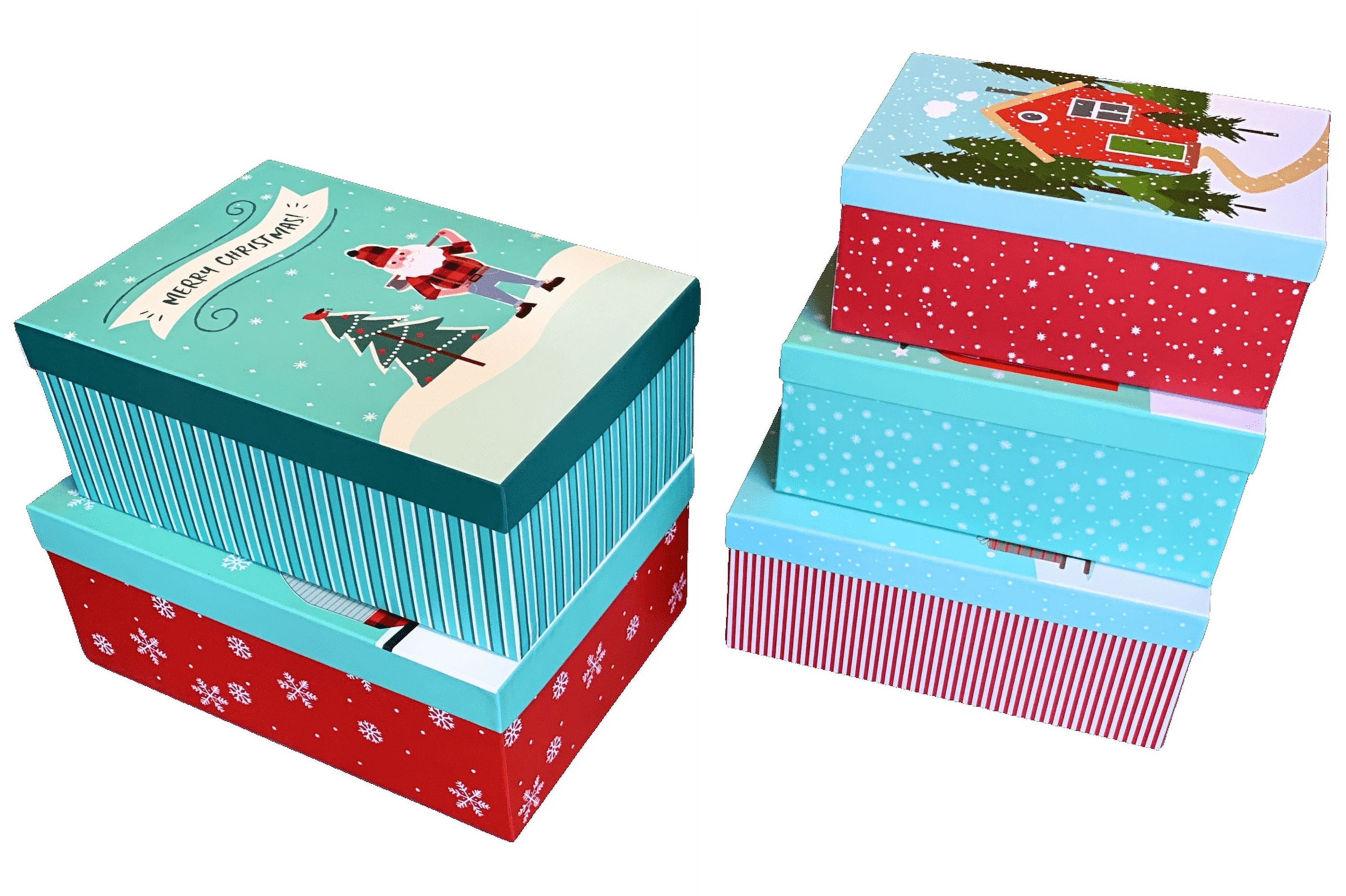 The Seasonal Shop Christmas Nesting Gift Boxes with Lids for Presents ...