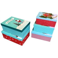 9PCS Christmas Box Decoration Christmas Stacking Boxes 3 Sizes Gift Boxes with Lids Christmas ...