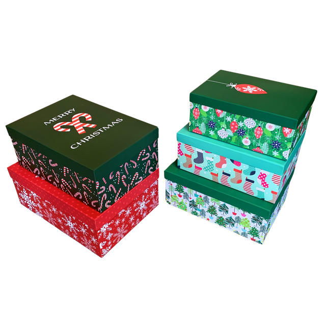 The Seasonal Shop Christmas Nesting Gift Boxes with Lids for Presents ...