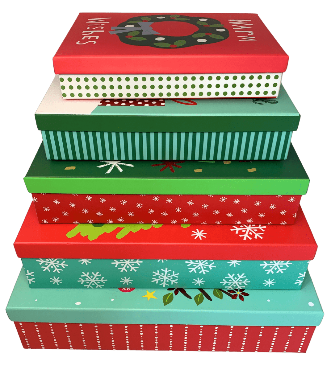 The Seasonal Shop Set of 5 Low-Profile Nesting Christmas Apparel Gift ...