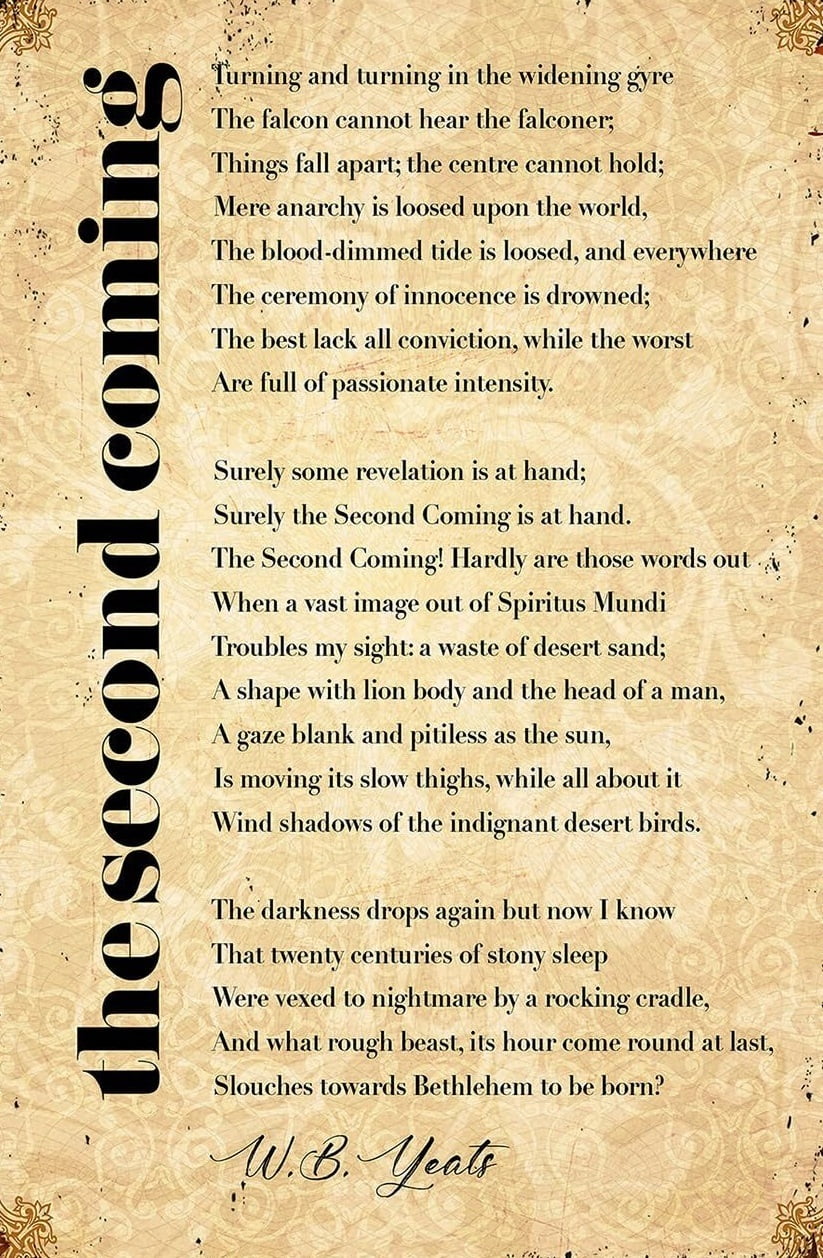 The Second Coming Poem Wall Art poster for Bathroom Modern Home ...