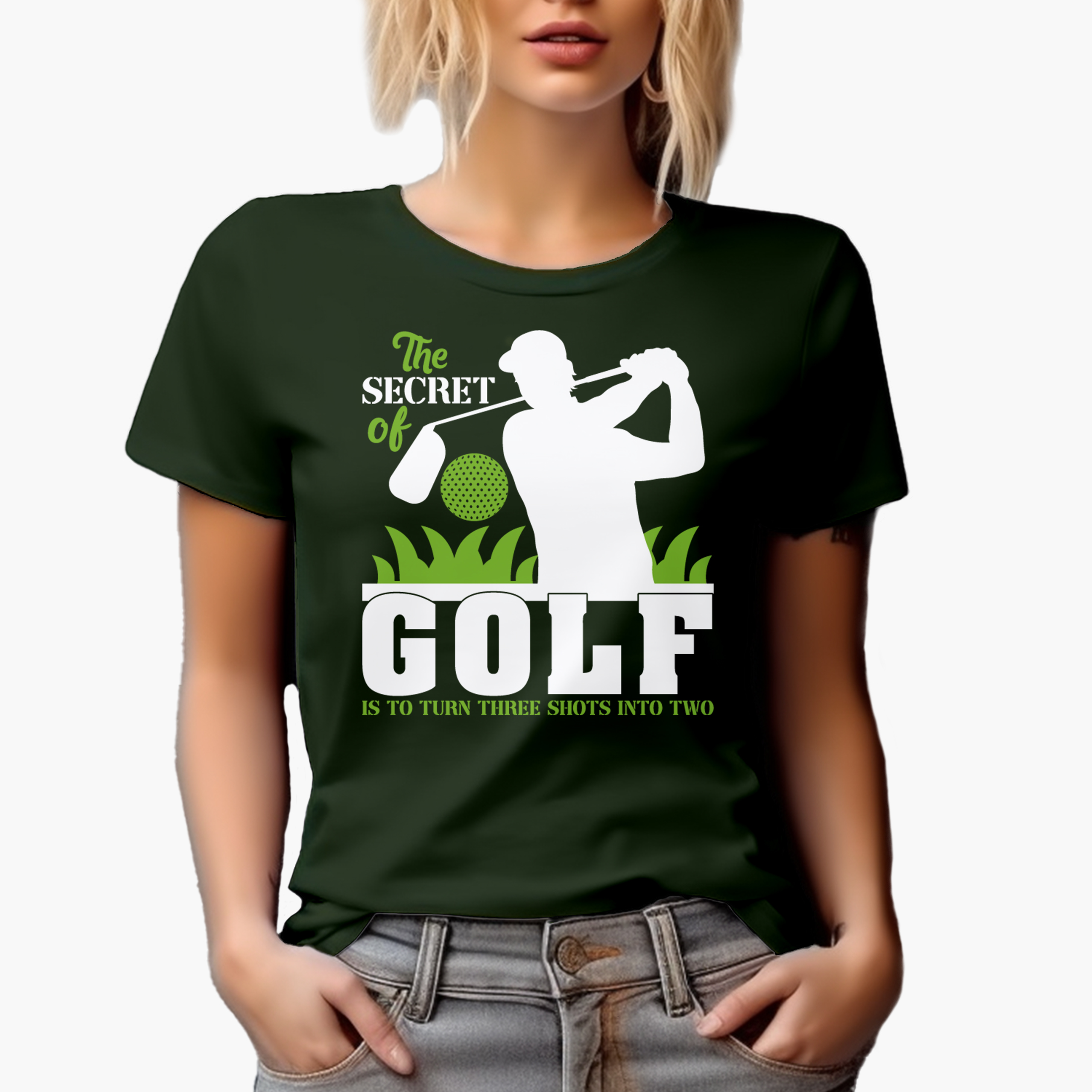 The Secret of Golf Quote with a Swinging Golf Player, Golfing or Golfer ...