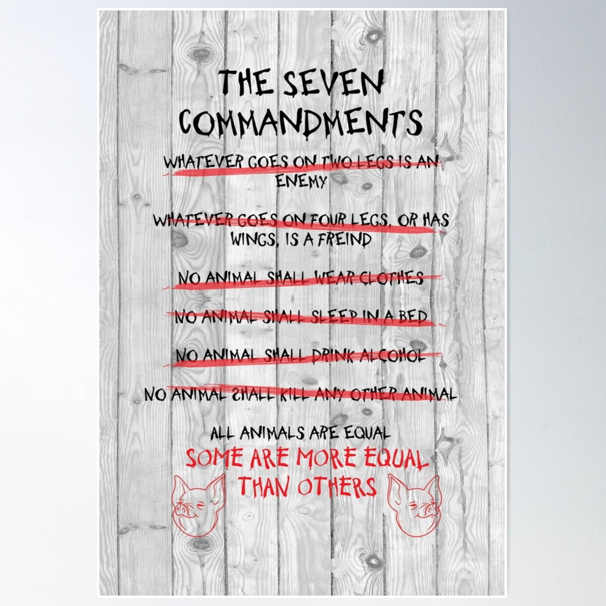 The Seven Commandments - Animal Farm Poster Wall Art, Modern Wall Decor ...