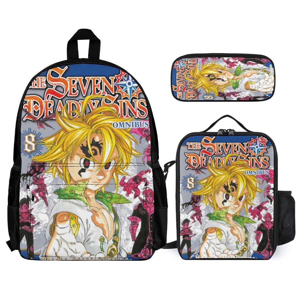 The Seven Deadly Sins 3Pcs Backpacks Sets Book Bag with Lunch Bag And ...