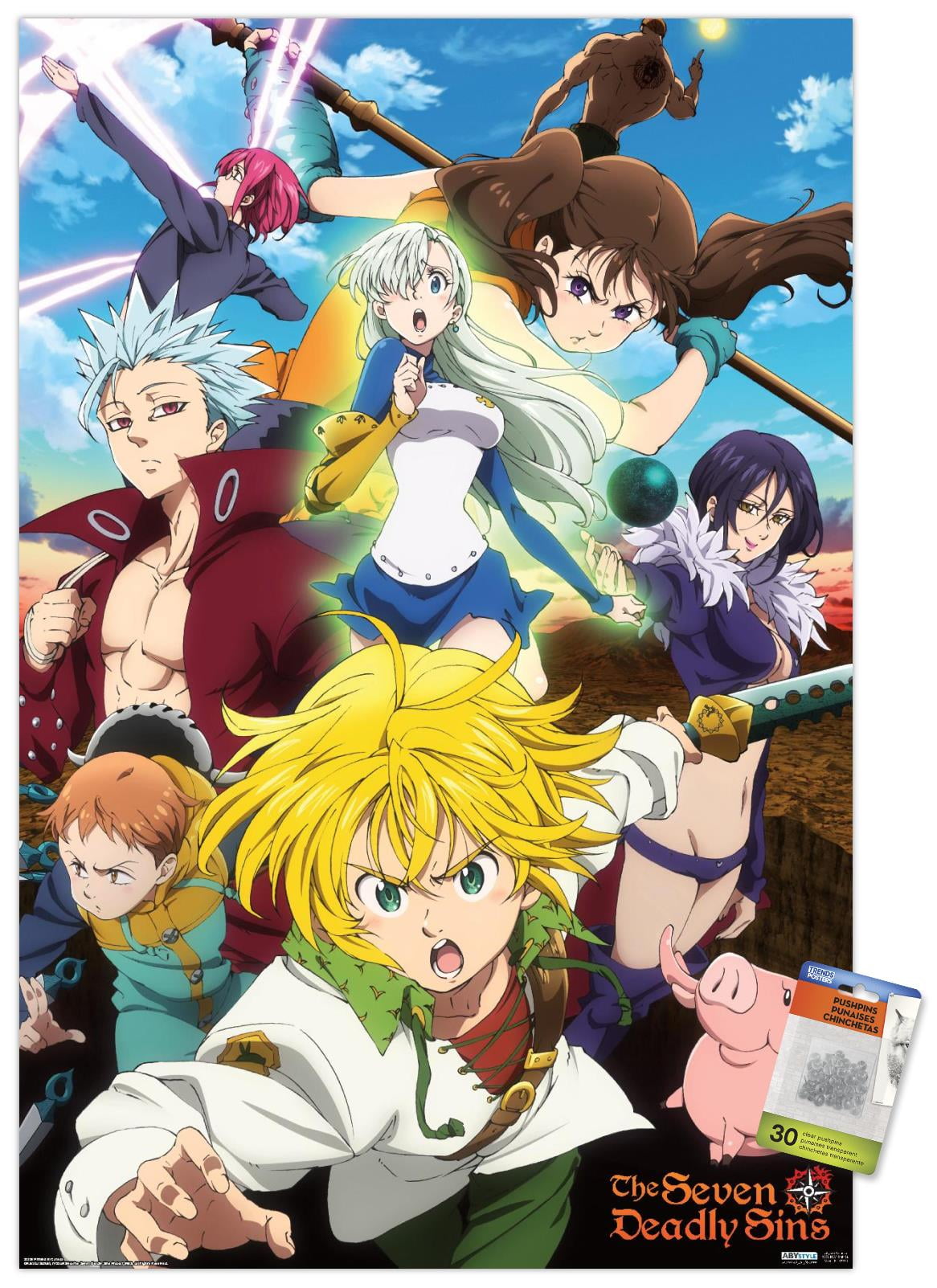 The Seven Deadly Sins: Season 3 - Key Art Wall Poster with Push Pins ...