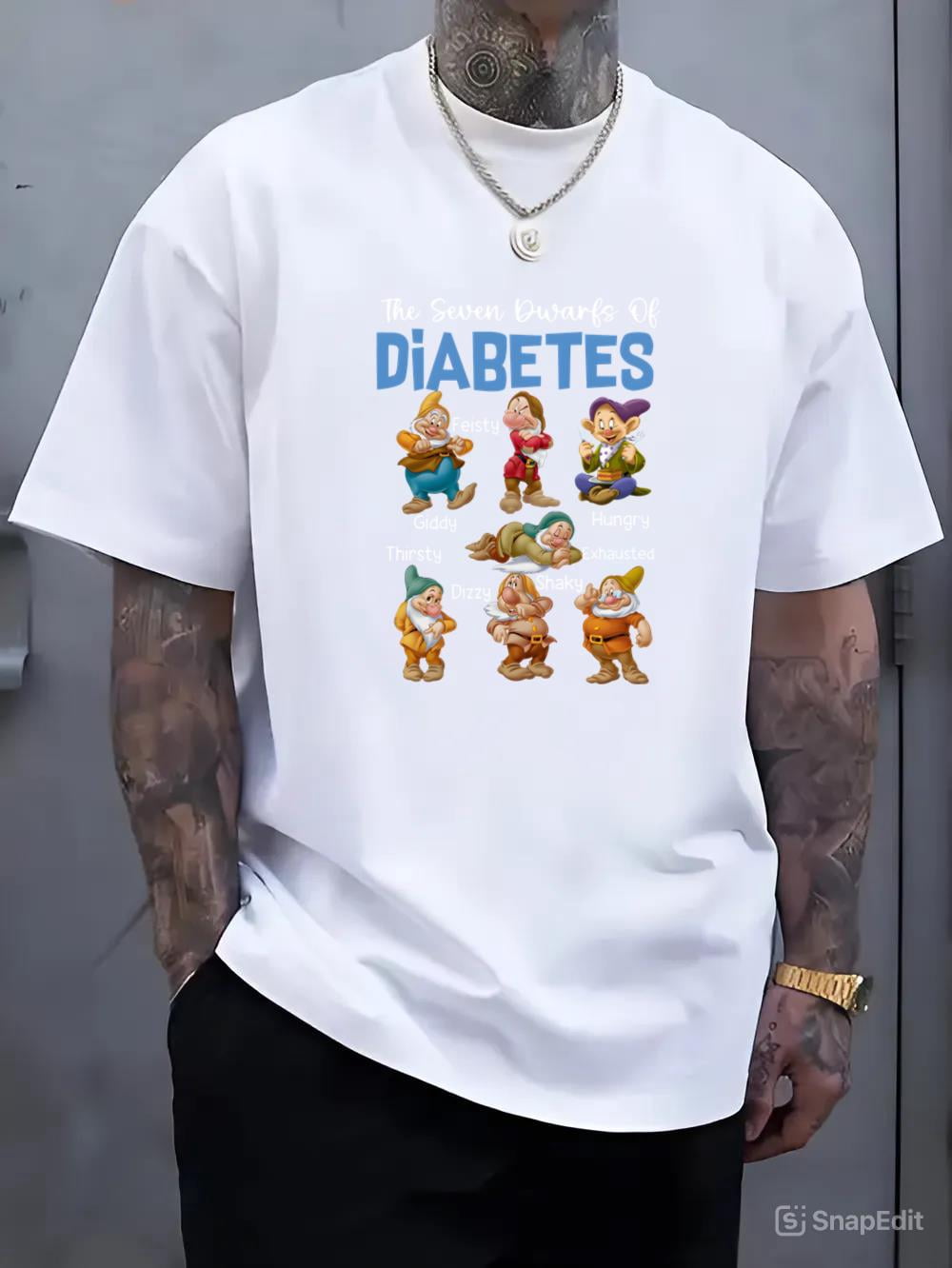 The Seven Dwarfs Of Diabetes Funny Awareness Medical Humor Graphic T ...