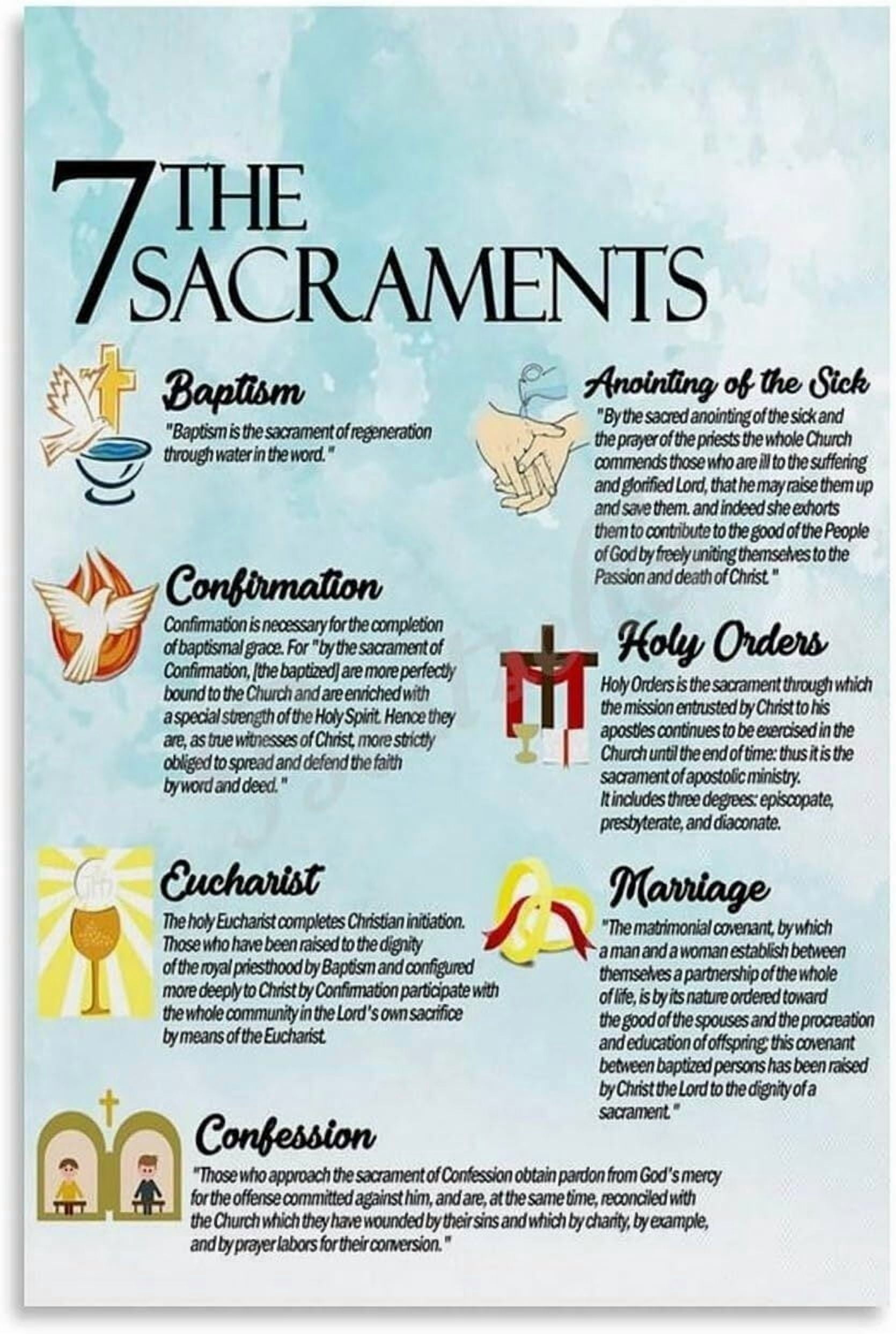 The Seven Sacraments Poster Catholic Church Wall Art (3) Canvas ...