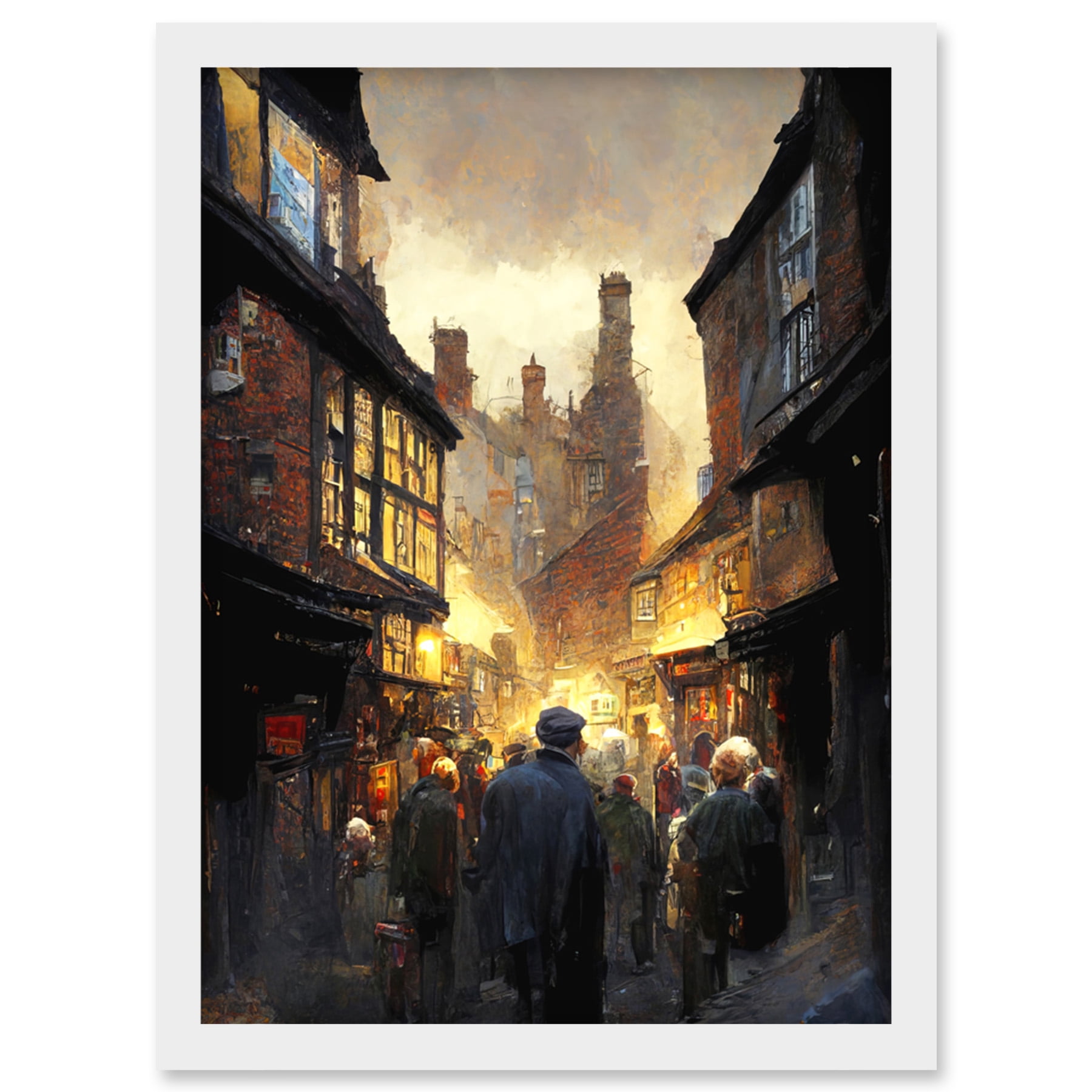 The Shambles York Medieval City Street Oil Painting Artwork Framed Wall ...