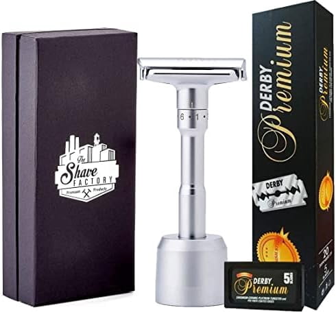 The Shave Factory Adjustable Safety Razor with Double Edge Safety Razor ...