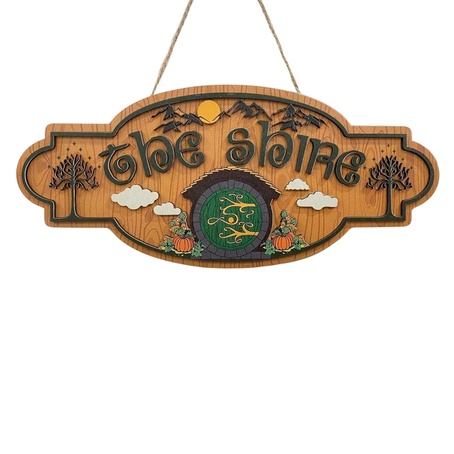 The Shire Door Sign – Handmade Wooden Hanging Plaque | 2-Layer Hobbit ...