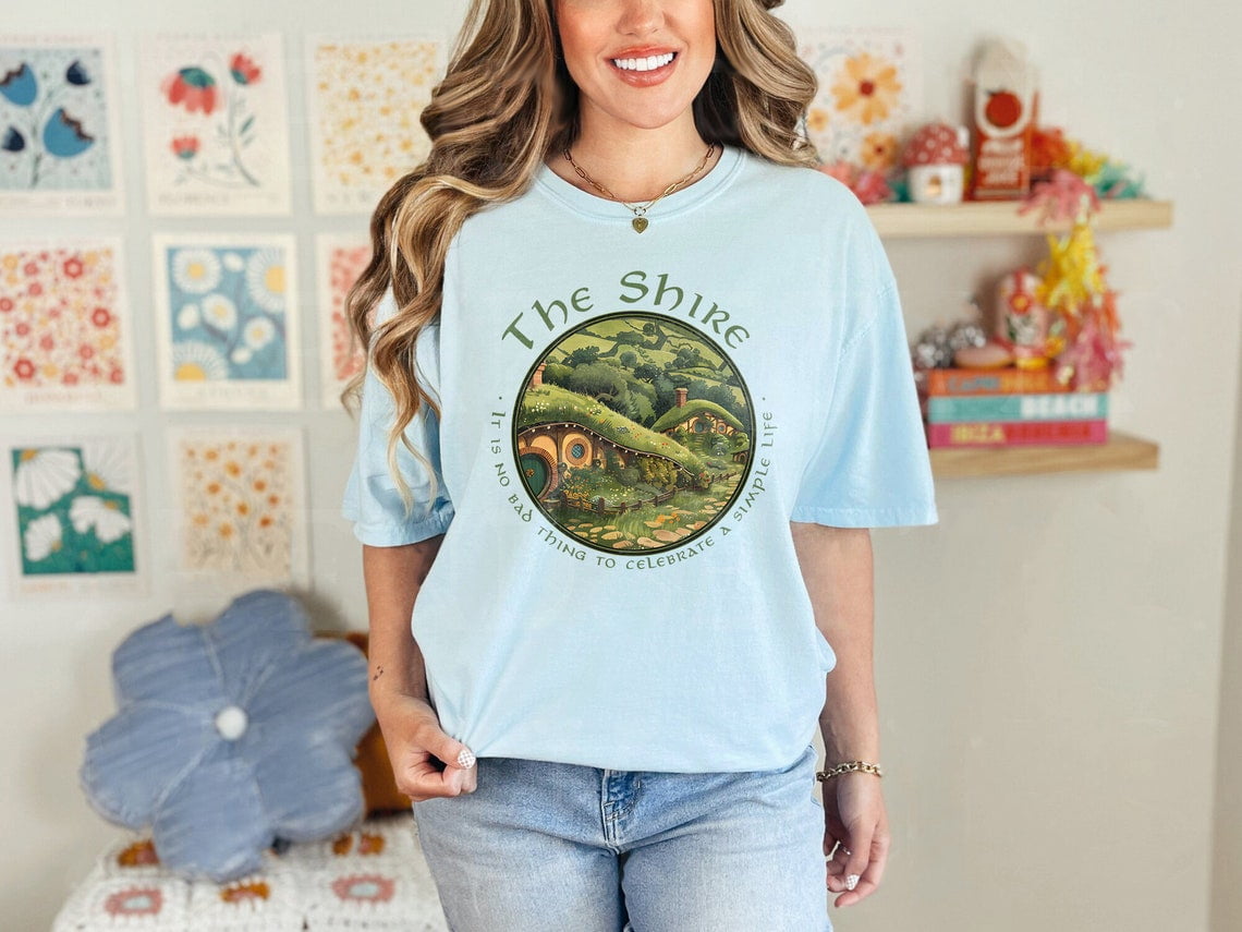 The Shire Lotr T-Shirt, Distressed Fantasy Merch, Hobbit Poster Shirt ...