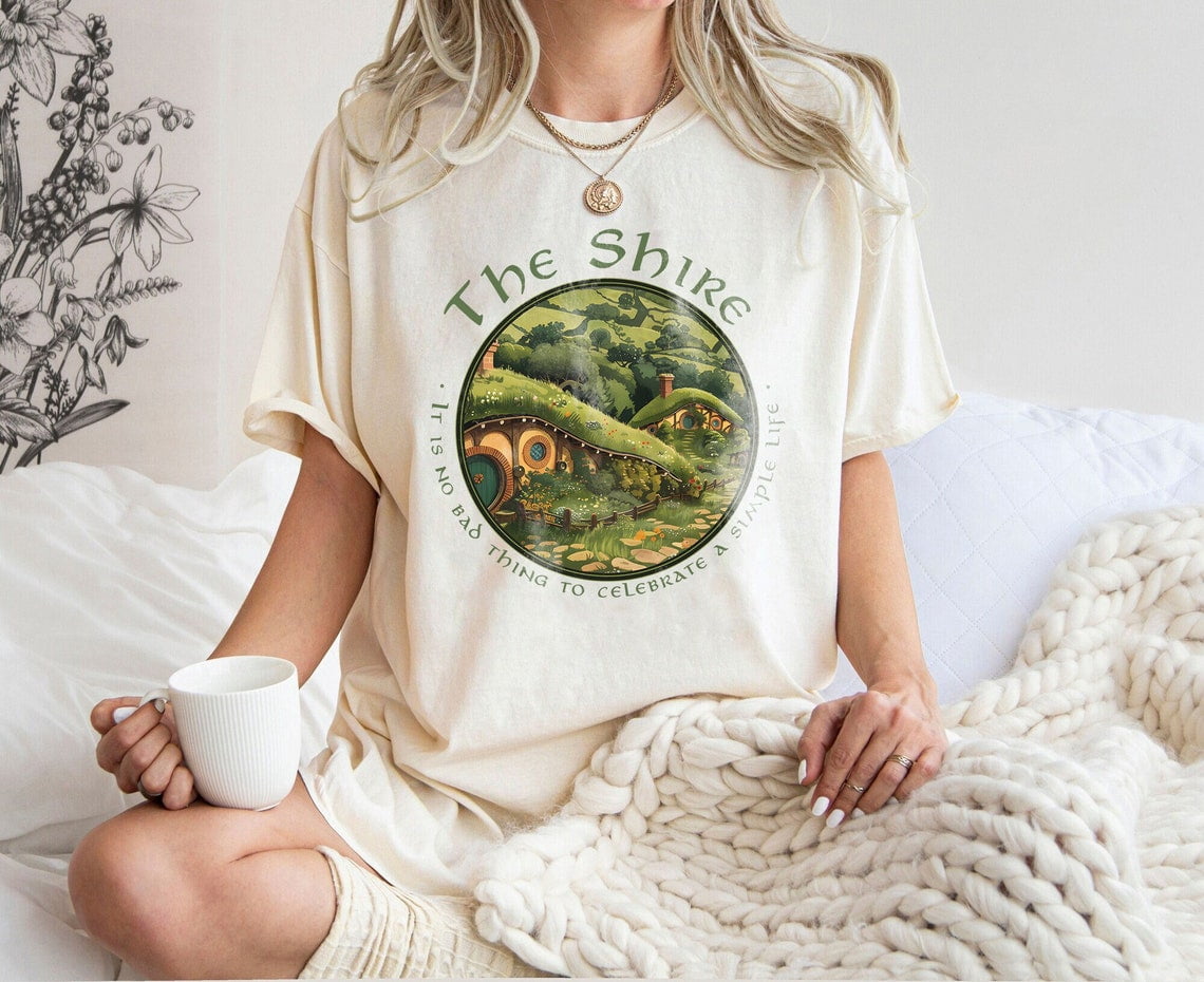 The Shire Lotr T-Shirt, Distressed Fantasy Merch, Hobbit Poster Shirt ...