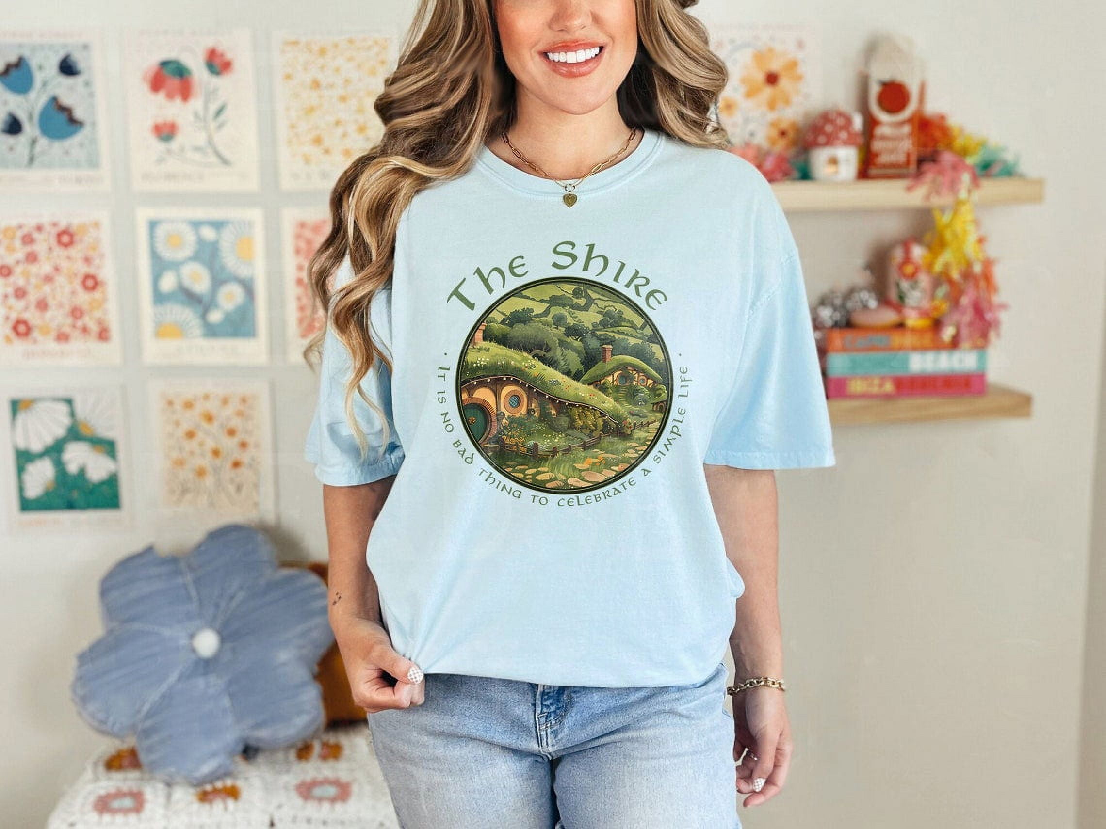 The Shire Lotr T-Shirt, Distressed Fantasy Merch, Hobbit Poster Shirt ...