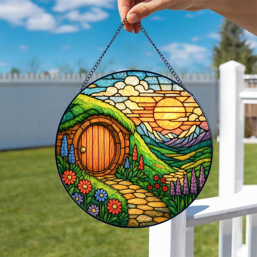 The Shire Stained Glass Suncatcher, Fantasy Home Decor, Cottage Window ...