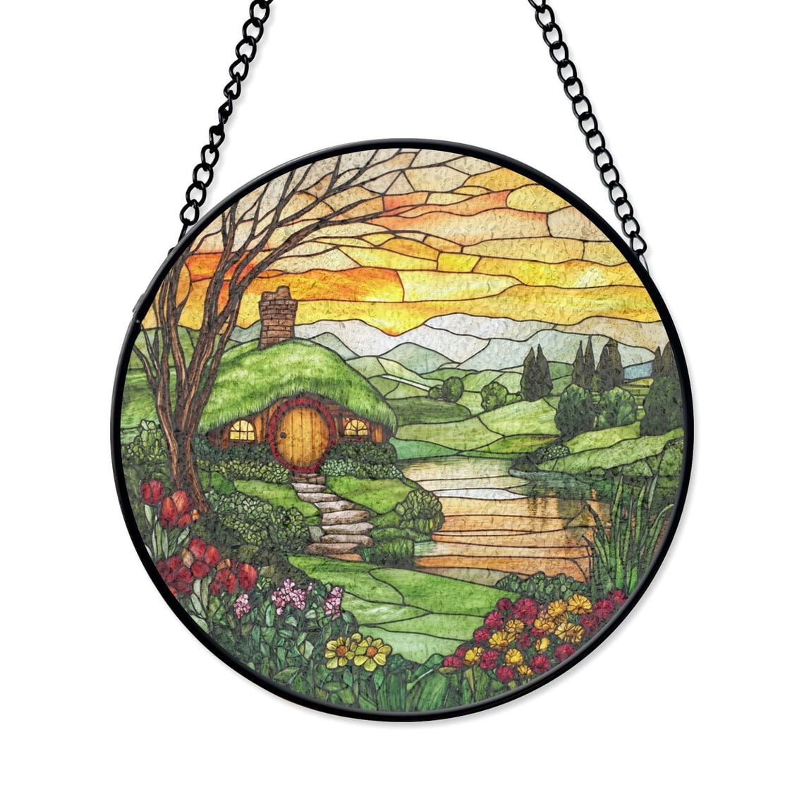 The Shire Stained Glass Suncatcher, Hobbit House Decor, Fantasy Stained ...