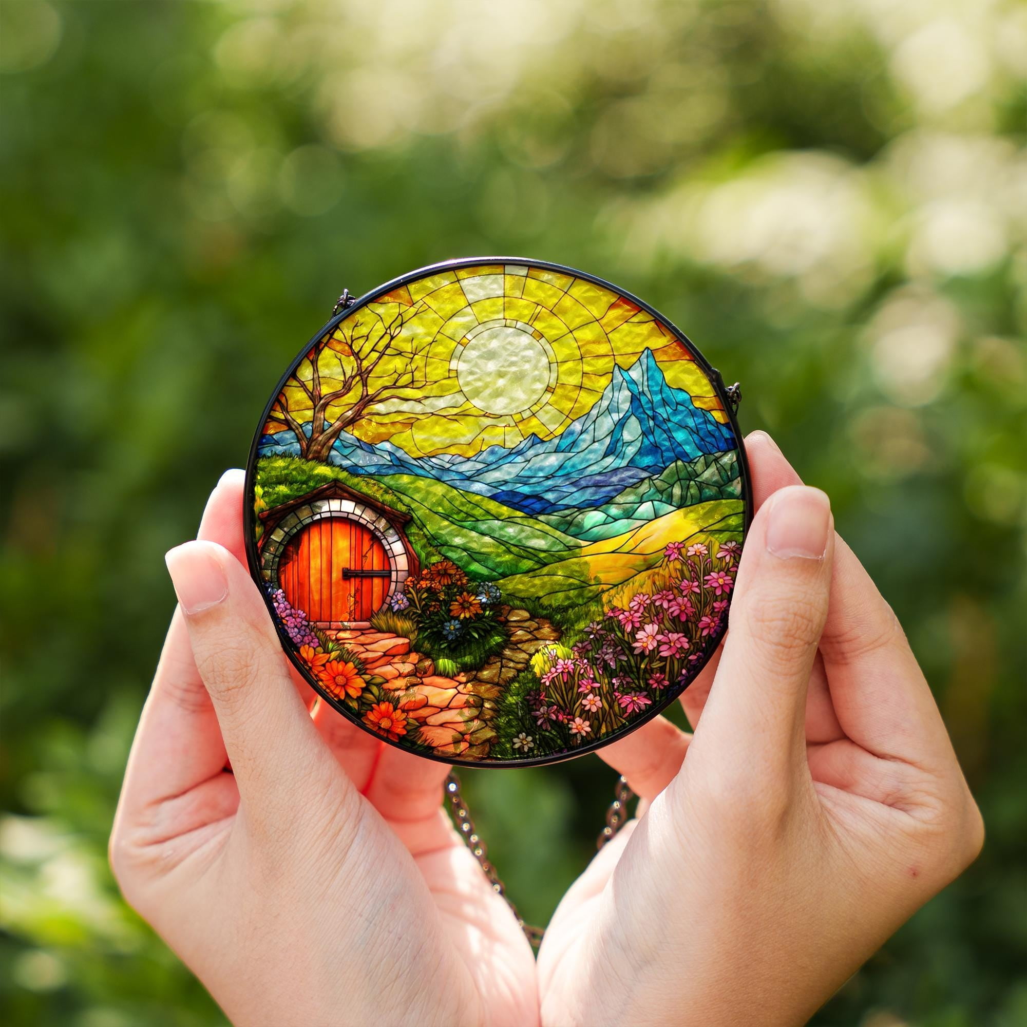 The Shire Stained Glass Suncatcher, Hobbit House Window Hanging ...