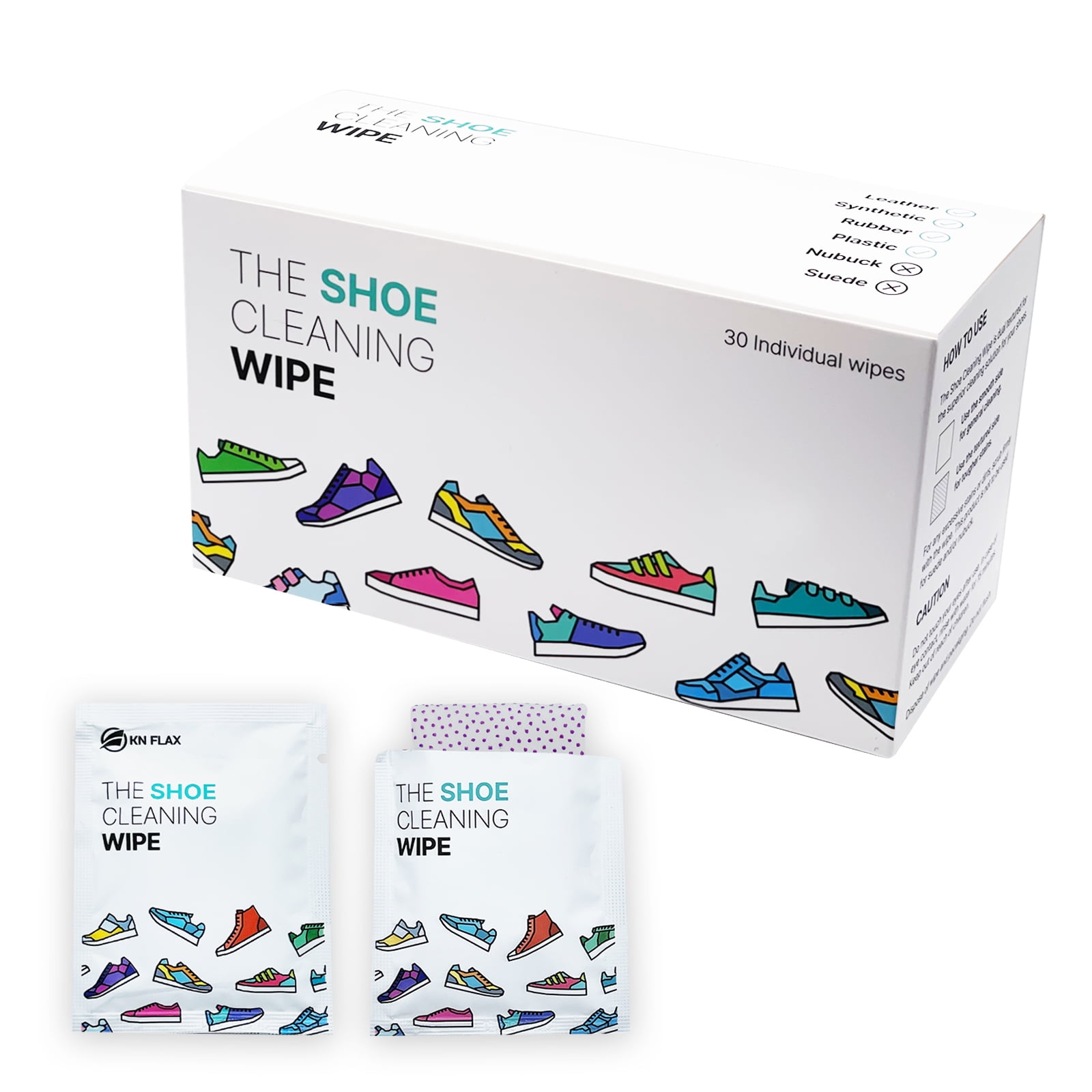 The Shoe Cleaning Wipe by [ KN FLAX ] Quick Sneaker Wipes (30 Count ...