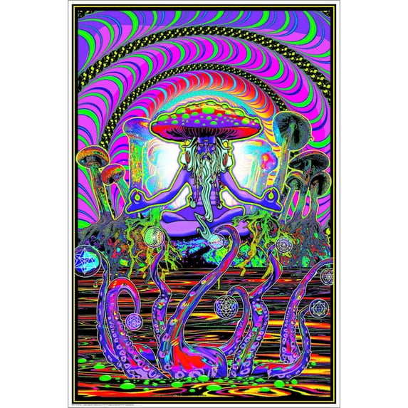 The Shroomer UV Blacklight Trippy Poster, Fluorescent Glow Decorations ...