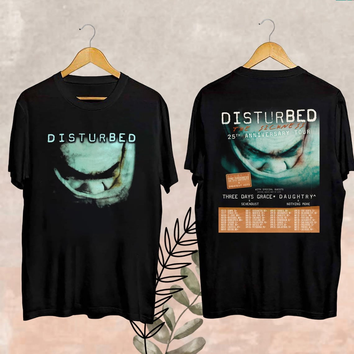 The Sickness 25th Anniversary Tour Fan T-Shirt, Disturbed Tour 2025 Fan Gift, Disturbed The ...